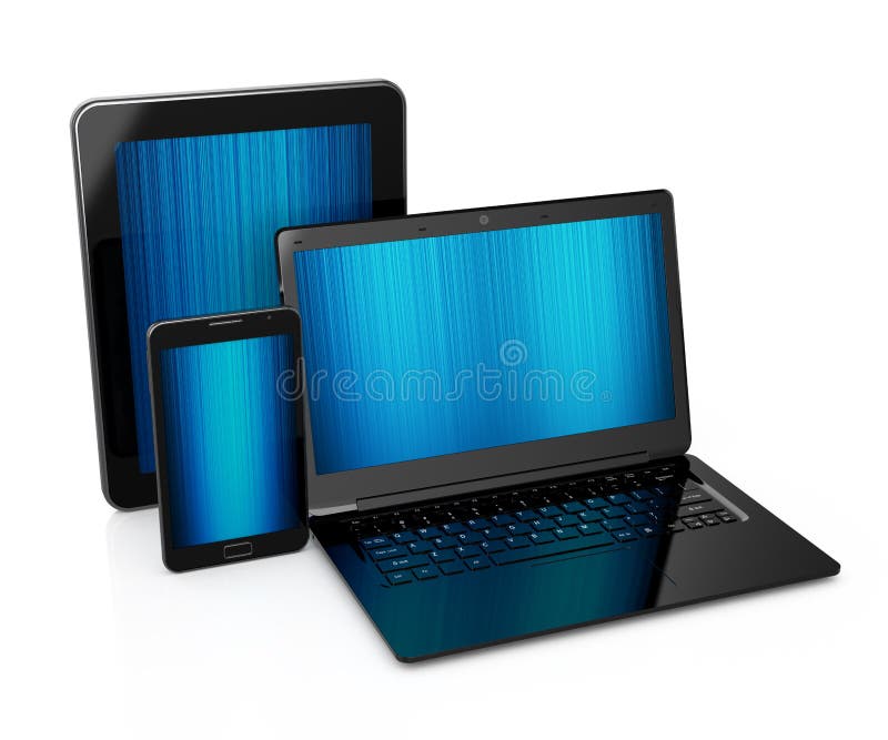 Tablet Pc, Mobile Phone and Laptop Stock Illustration - Illustration of ...