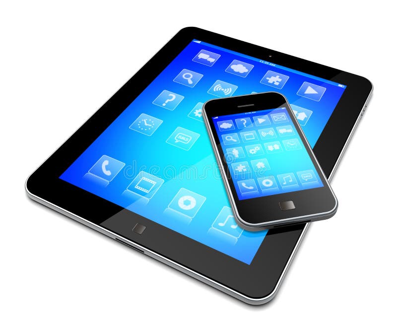 Tablet PC with Mobile Phone Stock Photo - Image of information ...