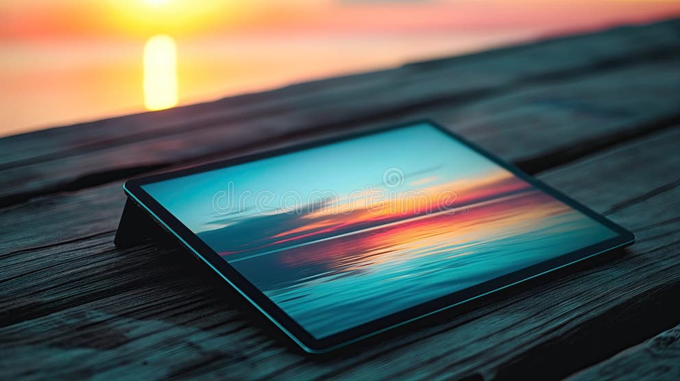 Tablet PC Mockup on the Table Stock Image - Image of mobile, table ...