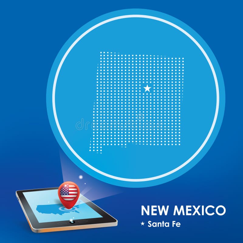 Tablet Pc with New Mexico Map Projection. Vector Illustration ...