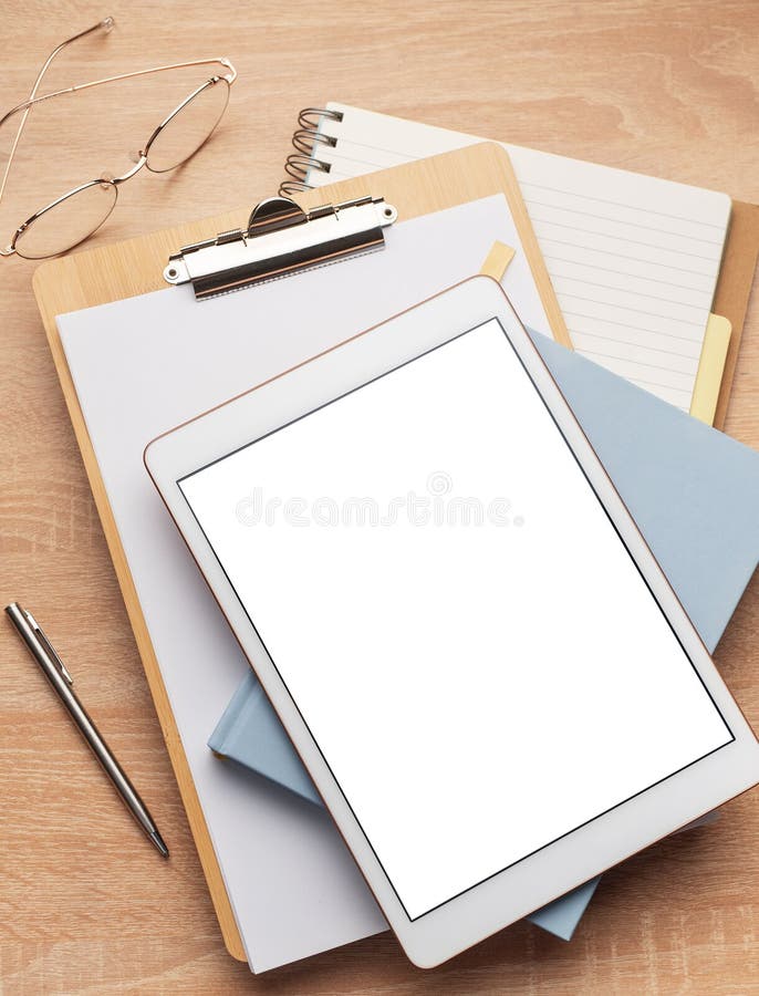 Tablet Pc and Notebooks on the Office Desk Stock Image - Image of ...