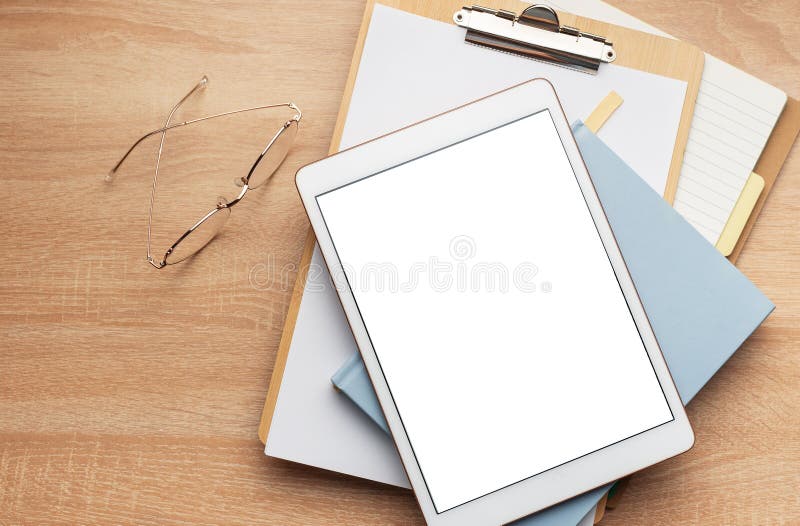 Tablet Pc and Notebooks on the Office Desk Stock Image - Image of ...