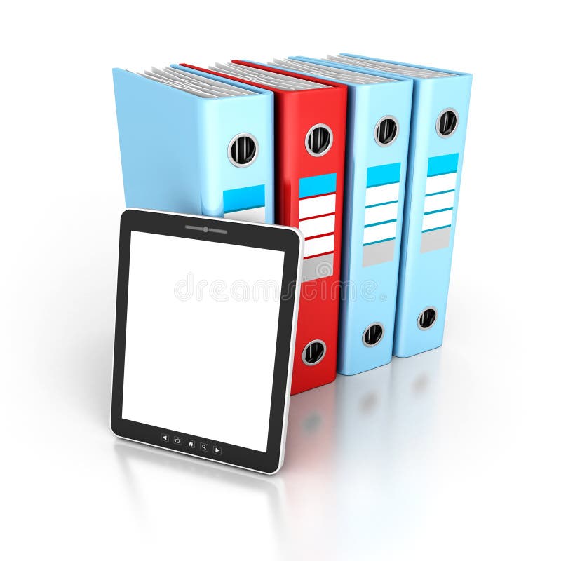 Tablet PC with Office Ring Binders Stock Illustration - Illustration of ...