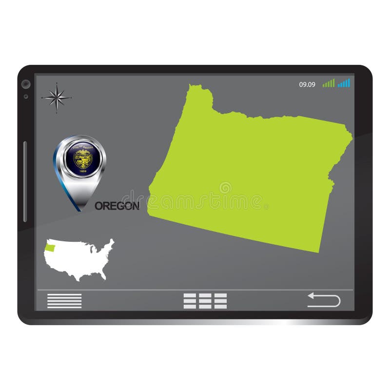Tablet Pc with Oregon Map. Vector Illustration Decorative Design Stock ...