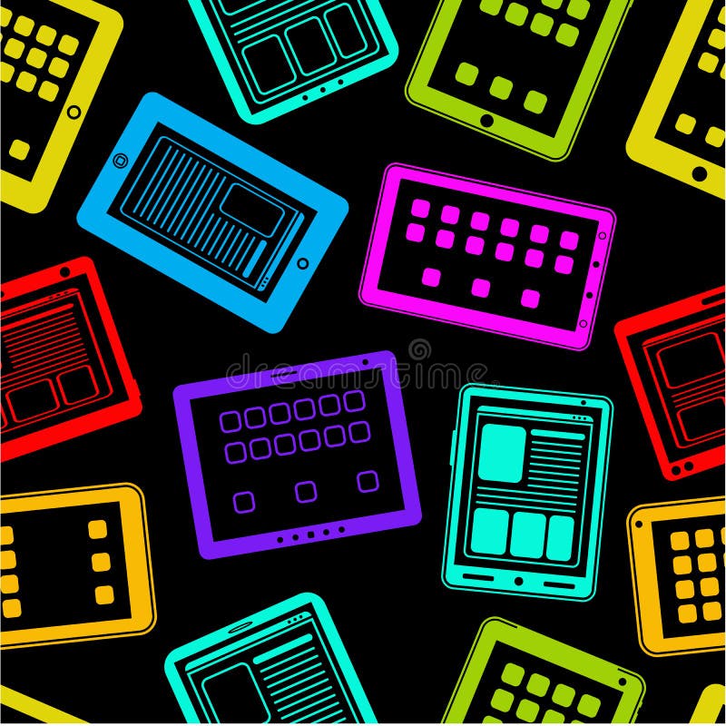 Tablet PC / Pad Vector Seamless Pattern Stock Vector - Illustration of ...