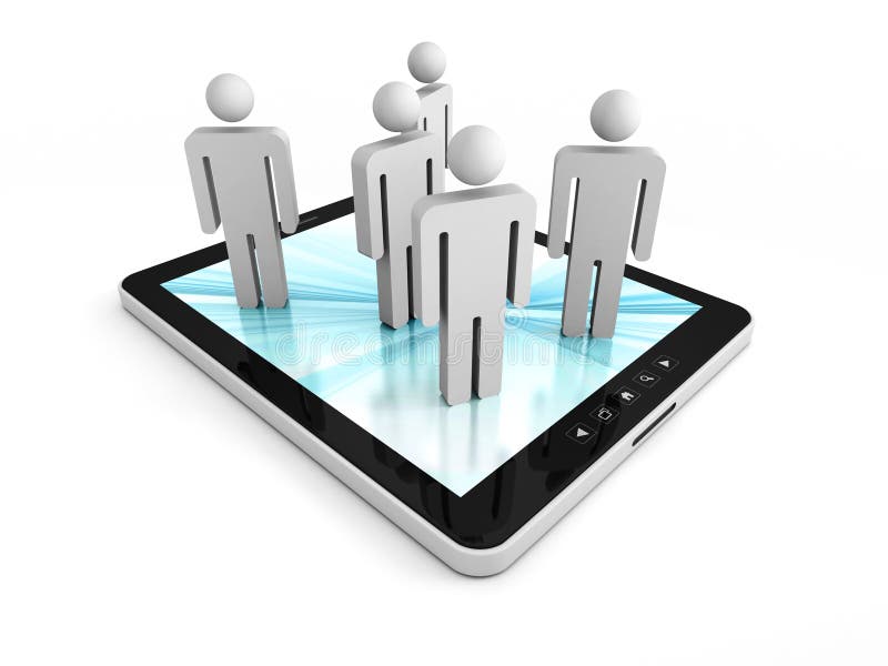 Tablet PC with People Group Icons. Global Communications Concept Stock ...
