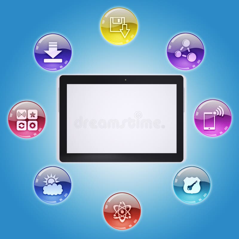 Tablet PC and Program Icons Stock Illustration - Illustration of ...