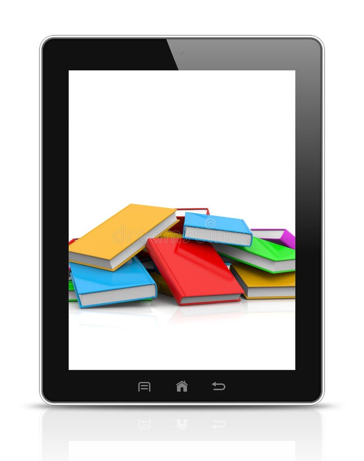 Tablet Pc Showing an Heap of Books Stock Illustration - Illustration of ...