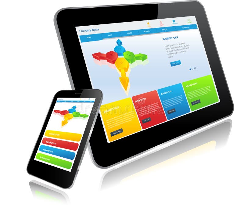 Tablet PC and Smart Phone with Navigation System Stock Vector ...