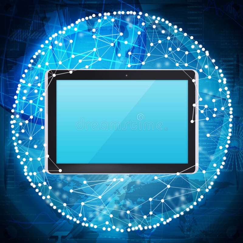 Tablet PC and Sphere Consisting of Connections Stock Illustration ...