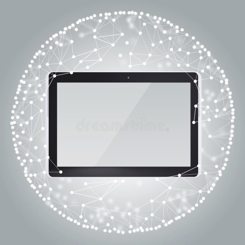 Tablet PC and Sphere Consisting of Connections Stock Illustration ...