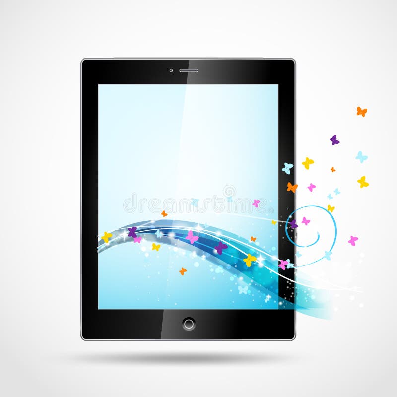 Tablet Pc Stylized with Butterflies Stock Vector - Illustration of ...