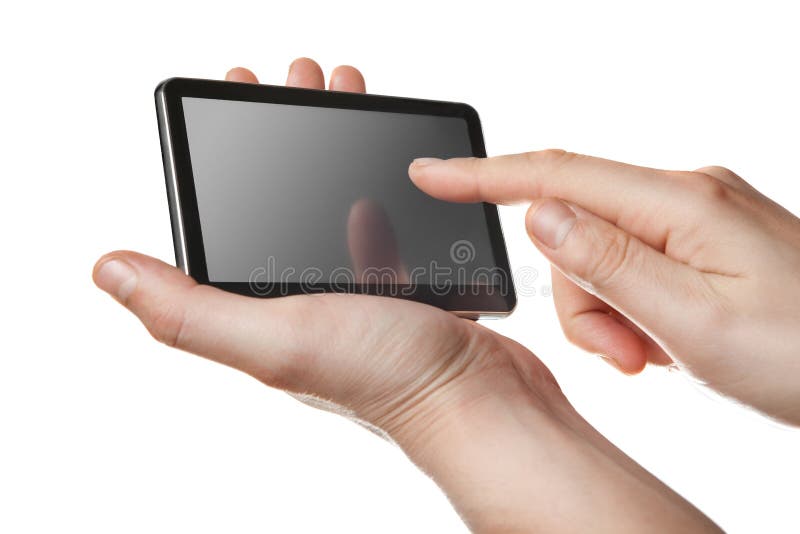 Tablet Pc with Touch Screen in Hands Isolated Stock Image - Image of ...