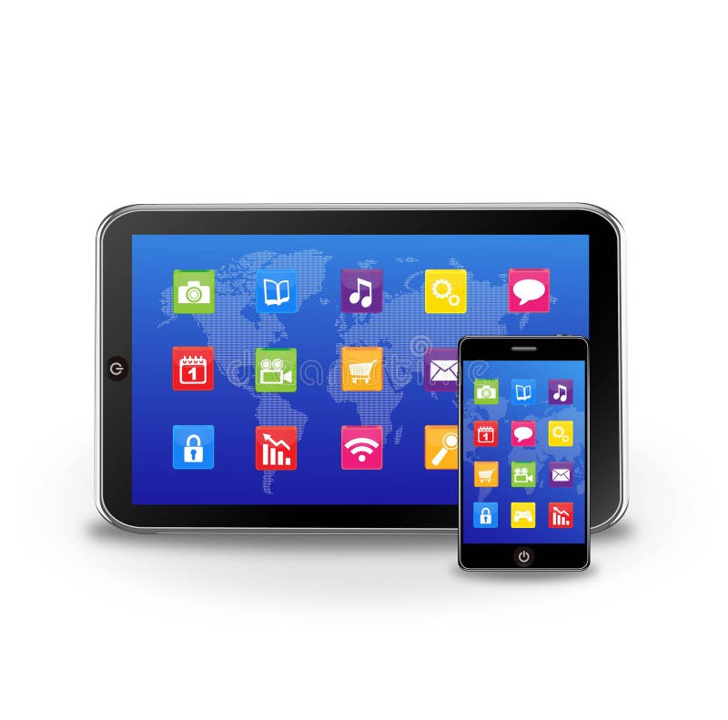Mobile Devices with Touchscreen Interface Stock Illustration ...