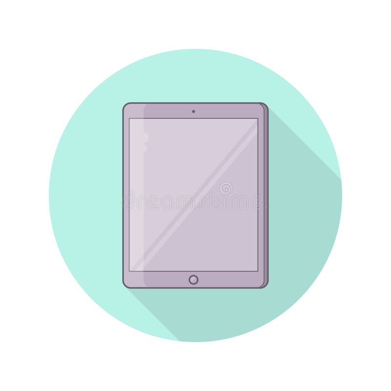 Tablet PC Vector Illustration with Blank Screen. Color Round Icon in ...