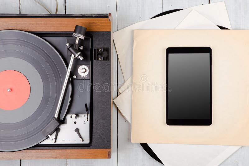 Tablet Pc and Vintage Lp Turntable Stock Photo - Image of plate, retro ...