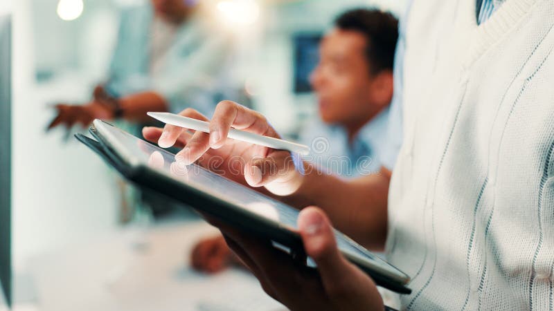 Tablet, Pen and Hands of Man in Office with Notes for Web Development ...