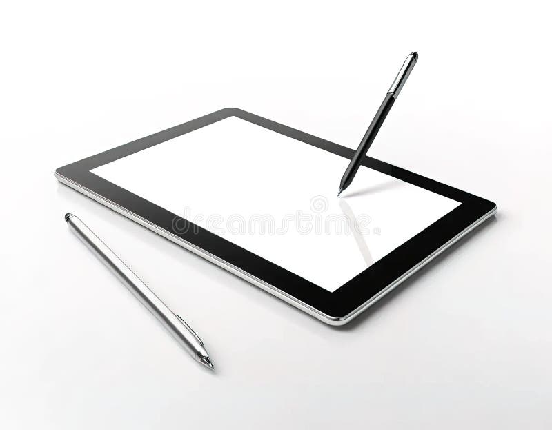 A Tablet with a Pen on it and Two Pens on the Table AI Generated Stock ...