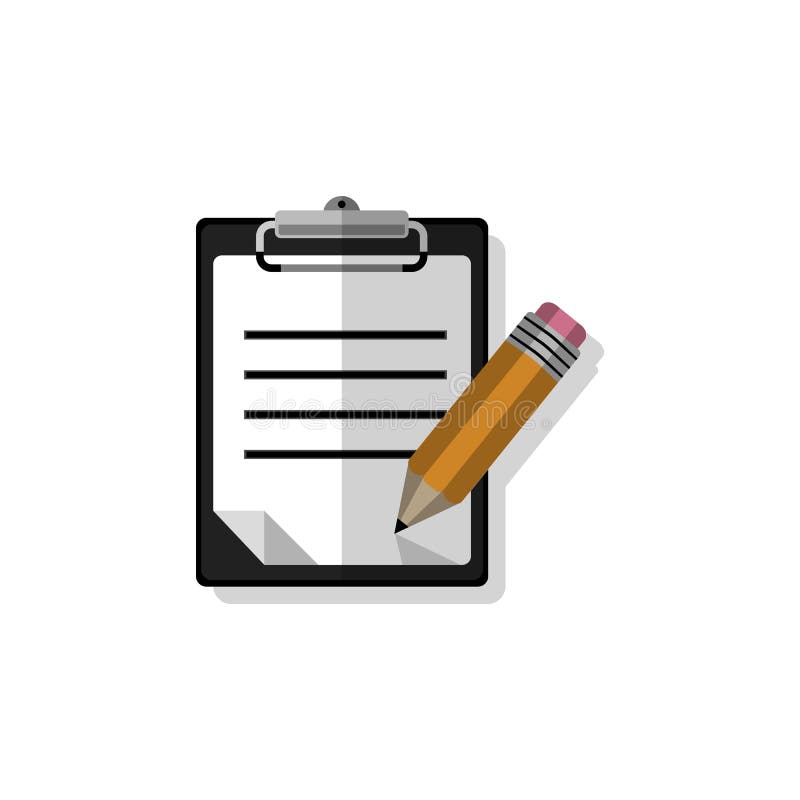 Tablet with Pencil Icon. a Piece of Paper with a Pencil. Colored ...