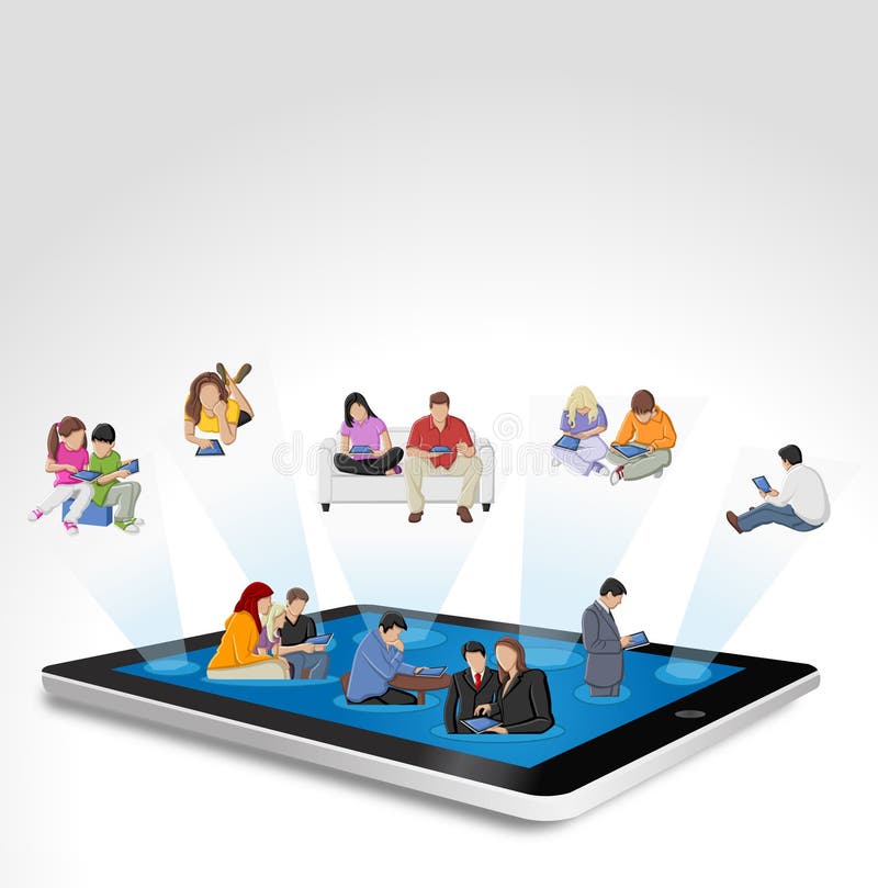 Tablet with people stock vector. Illustration of mobile - 31177756