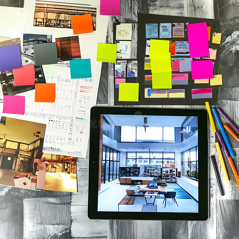 A Tablet with a Picture of a Room on it Stock Photo - Image of colorful ...