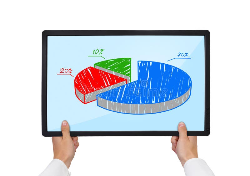 Tablet with pie graph stock photo. Image of gadget, chart - 33889332