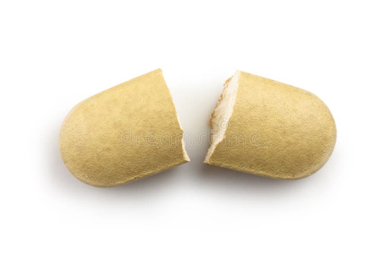 Tablet Pill Cracked in Half. Stock Image - Image of medicinal, pill ...