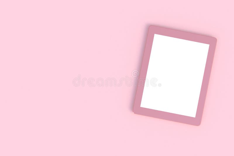 Tablet on pink wood table stock illustration. Illustration of office ...