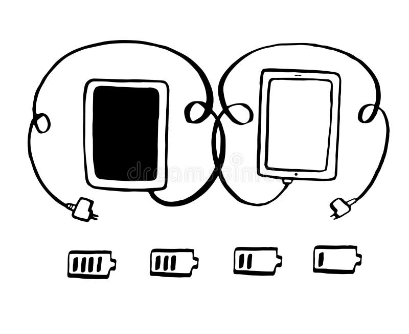 Tablet with Plug Connection Stock Vector - Illustration of charge ...