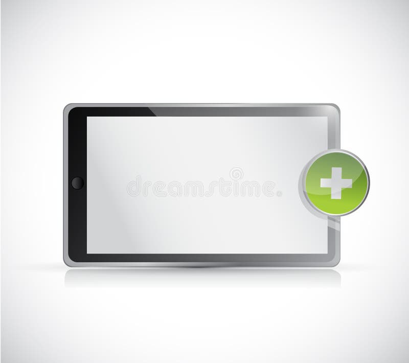 Tablet and Plus Button Illustration Stock Illustration - Illustration ...