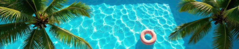 Tablet by Pool, Palm Trees, Inflatable Ring, Sunscreen, Float, Tablet ...