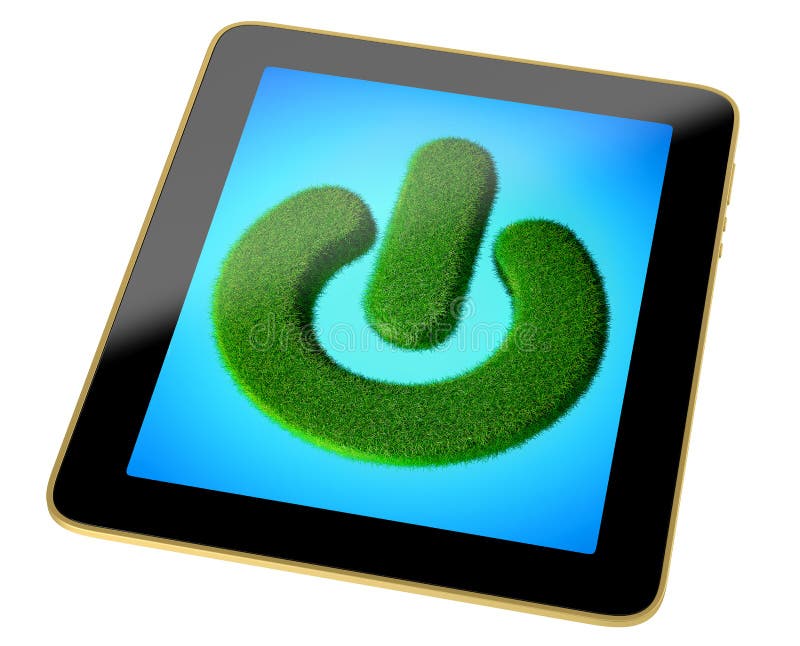 Tablet - Power Button Made from Grass on Display Stock Illustration ...