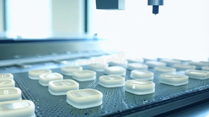 Tablet Press Machine Compressing Powder into Uniform Tablets on a ...