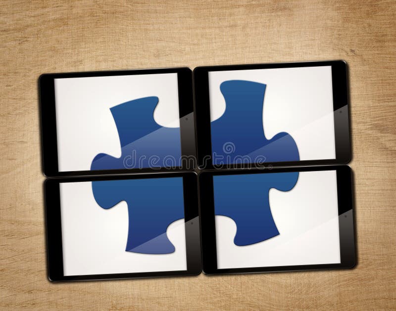 Tablet with puzzle stock image. Image of puzzle, message - 47885669