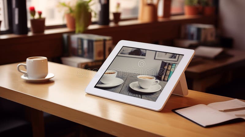 Tablet Ready on Coffee Table for Professional Presentation Setup Stock ...