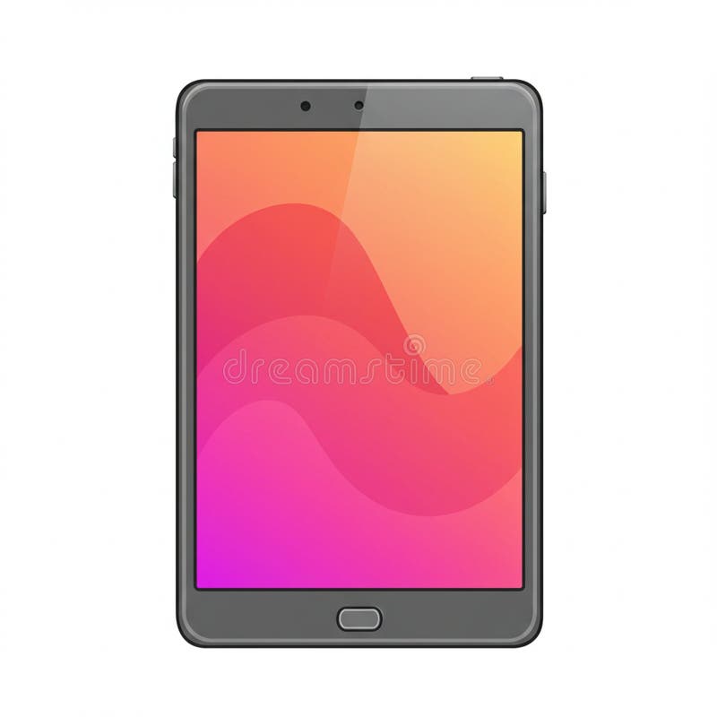 Tablet with a Rectangular Design, Featuring a Black Bezel and a Home ...