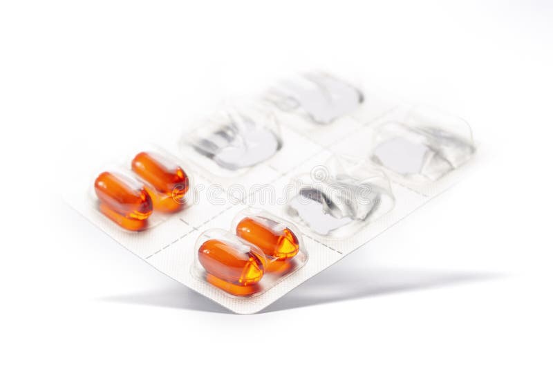 A Red Tablet Medicines in the Pcak on White Background Shallow Focus ...