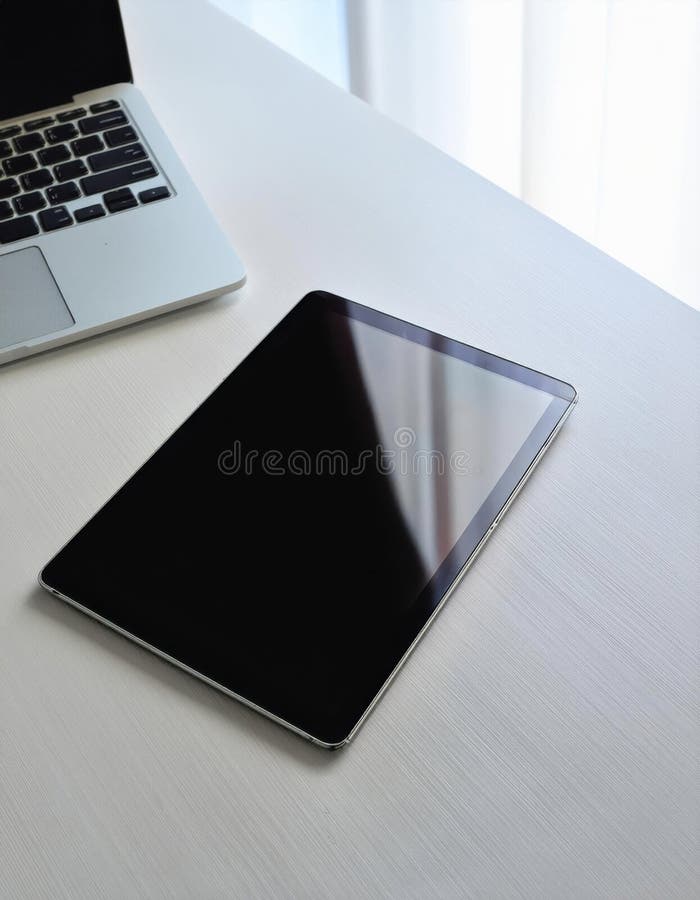 Tablet Rests Quietly on a Clean Desk Surrounded by a Calming Workspace ...