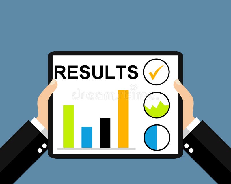 Tablet: Results Data - Flat Design Stock Illustration - Illustration of ...