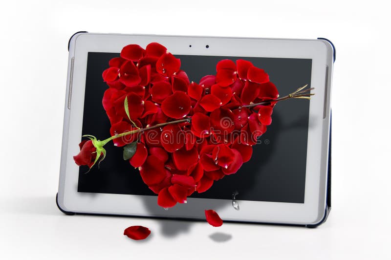 Tablet and roses stock photo. Image of digital, smartphone - 30891378