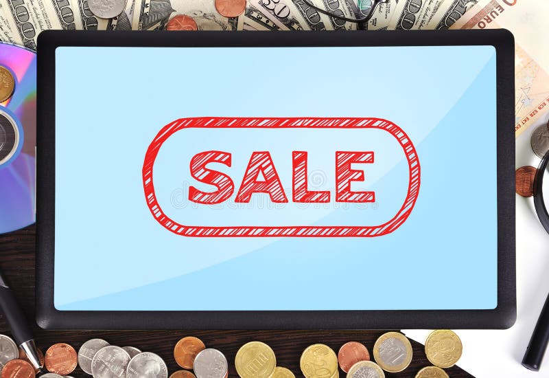 Tablet with sale stock photo. Image of money, electronic - 38208436