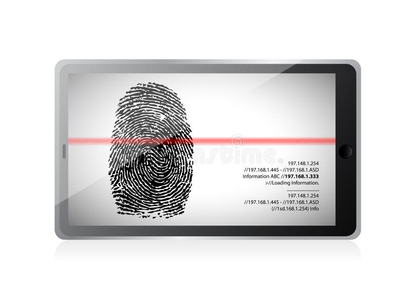 Tablet Scanning a Finger Print Illustration Stock Illustration ...