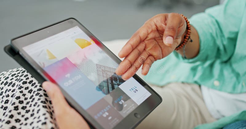 Tablet Screen Closeup, Website Ux and Women Hands for Planning, Web ...