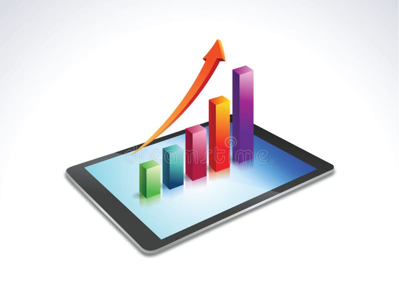 Tablet Screen with 3d Graph Stock Vector - Illustration of crystal ...