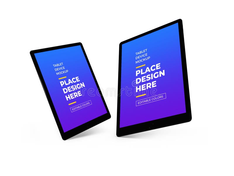 Tablet Screen Device 3D Illustration Mockup Scene Stock Illustration ...