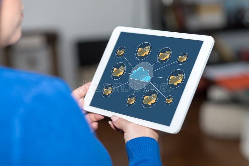 Cloud Storage Concept on a Tablet Stock Image - Image of computing ...
