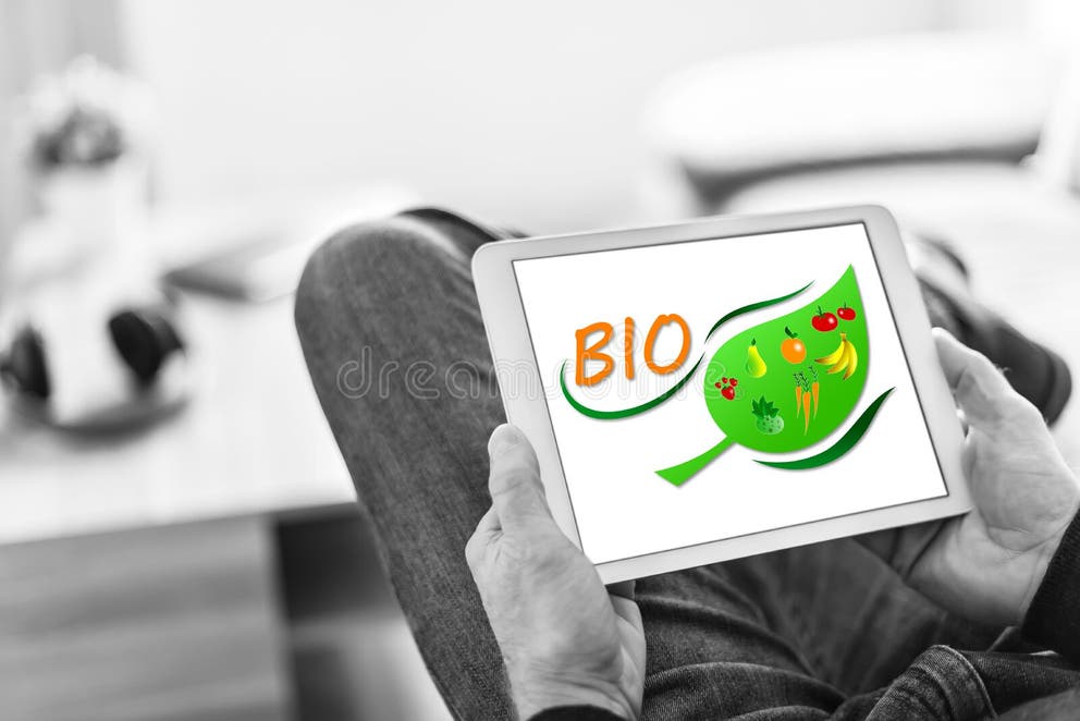 Bio concept on a tablet stock image. Image of design - 138043235