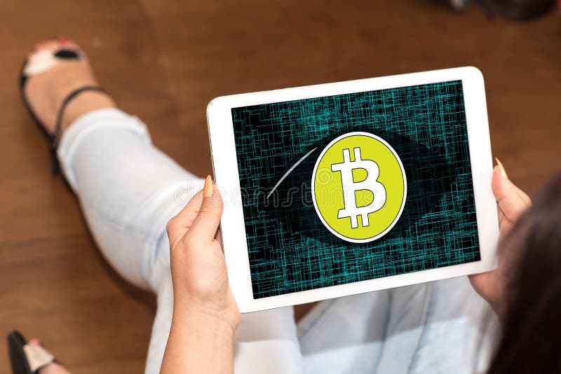 Bitcoin Concept on a Tablet Stock Photo - Image of trade, sign: 158076270