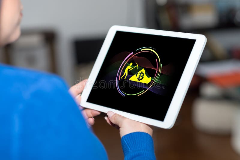 Bitcoin Mining Concept on a Tablet Stock Photo - Image of banking ...