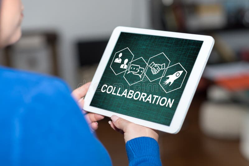Collaboration Concept on a Tablet Stock Photo - Image of team, group ...